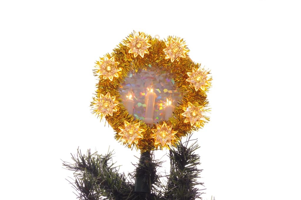 Christmas Tree Topper Window Gold White Lights Candelabra Star Xmas ...